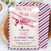 Airplane Birthday Invitation Girl Editable Pink Airplane - Etsy