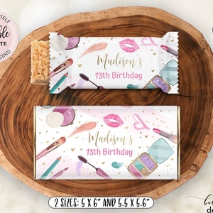 Editable Spa Party Birthday Chocolate Bar Wrapper Makeup - Etsy