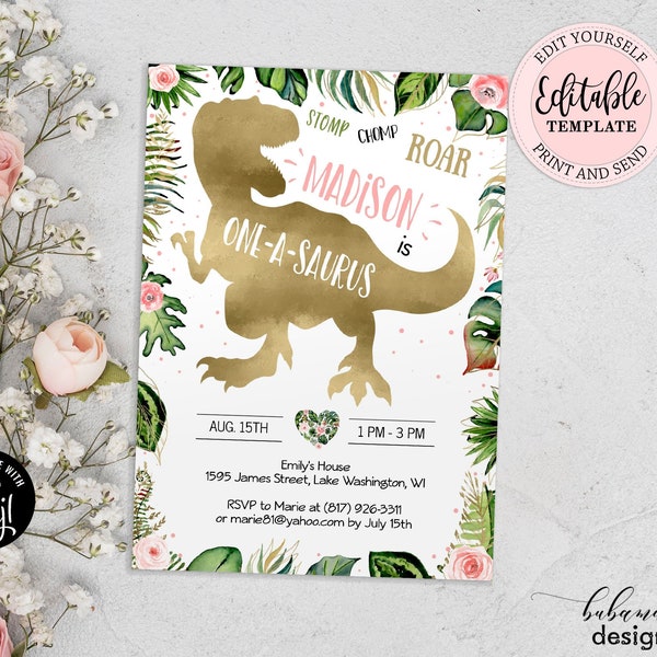One a Saurus Invitations - Etsy