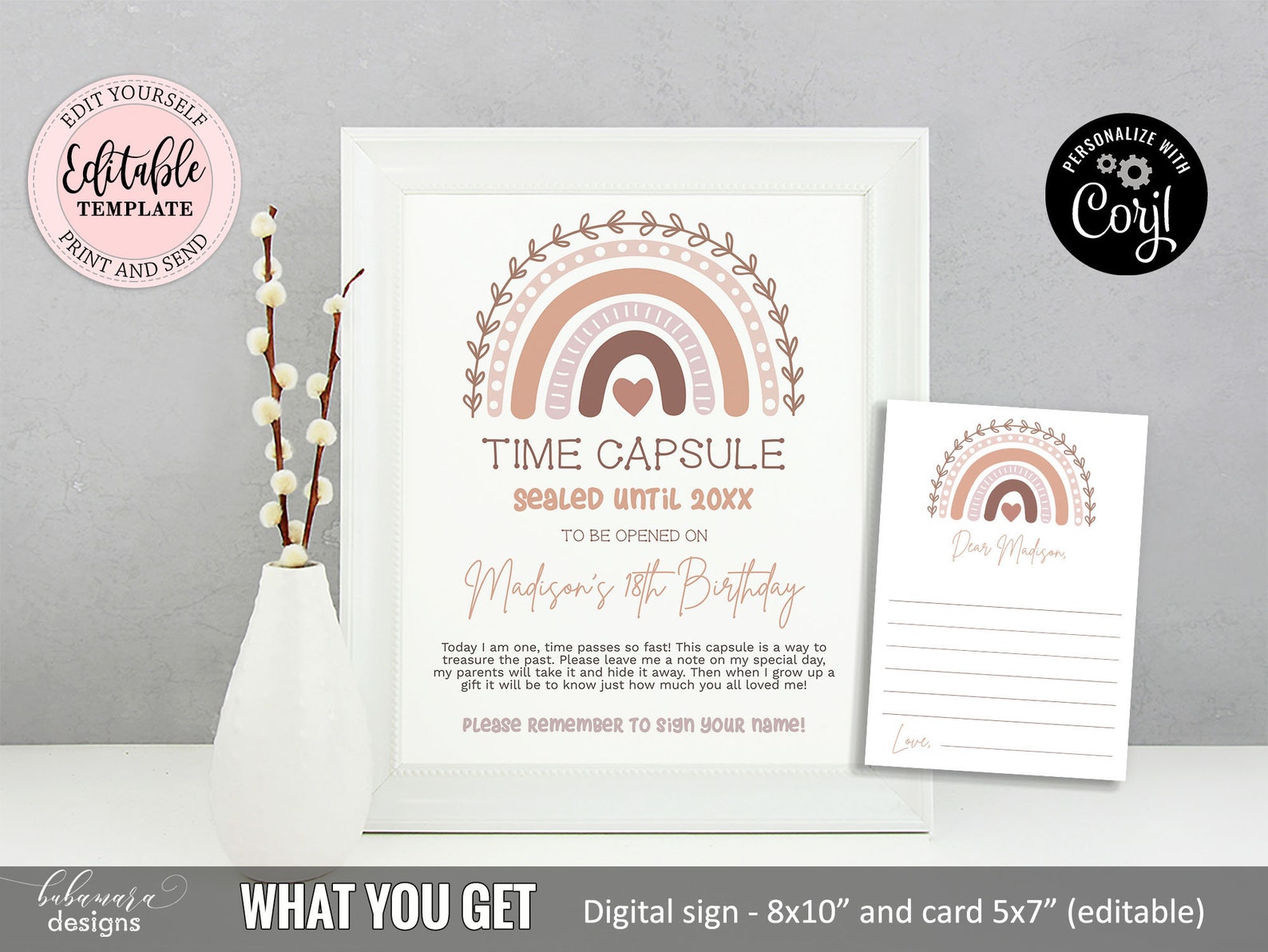 Boho Rainbow Time Capsule Sign and Note Card Muted Rainbow | Etsy