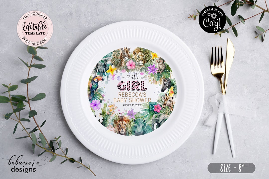 Editable Safari Charger Plate Insert, Jungle Animals Charger Plate ...