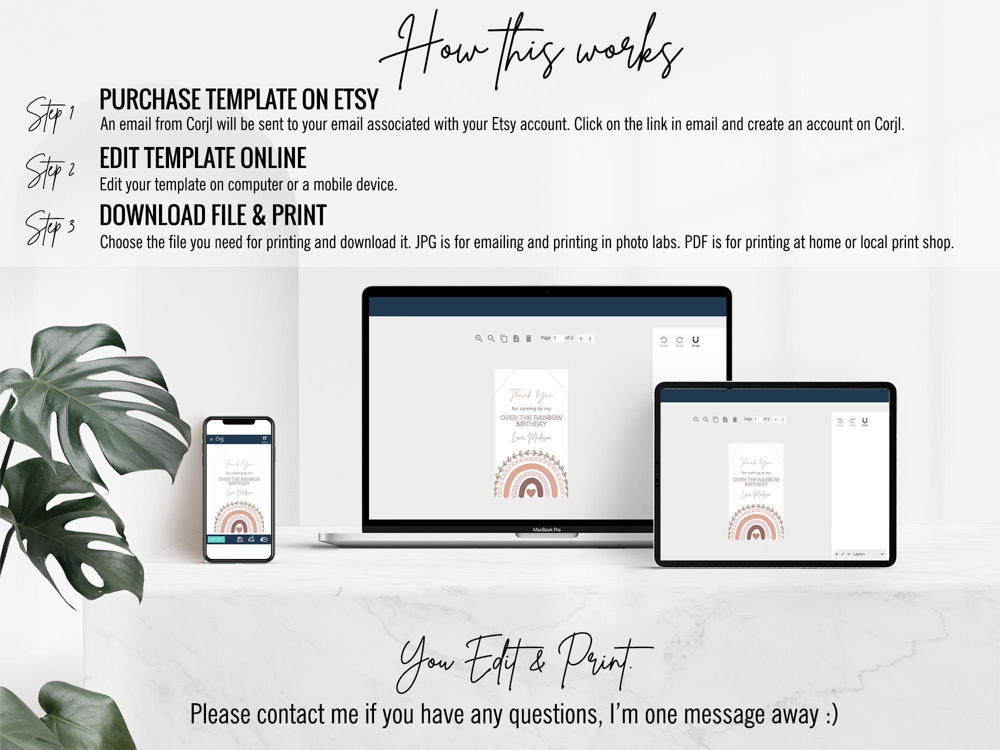 Editable Boho Rainbow Gift Tag Template Muted Rainbow - Etsy