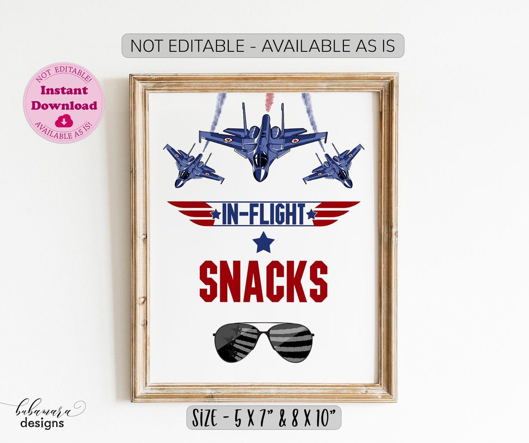 Printable in Flight Snacks Sign Fighter Jet Pilot Food Sign - Etsy