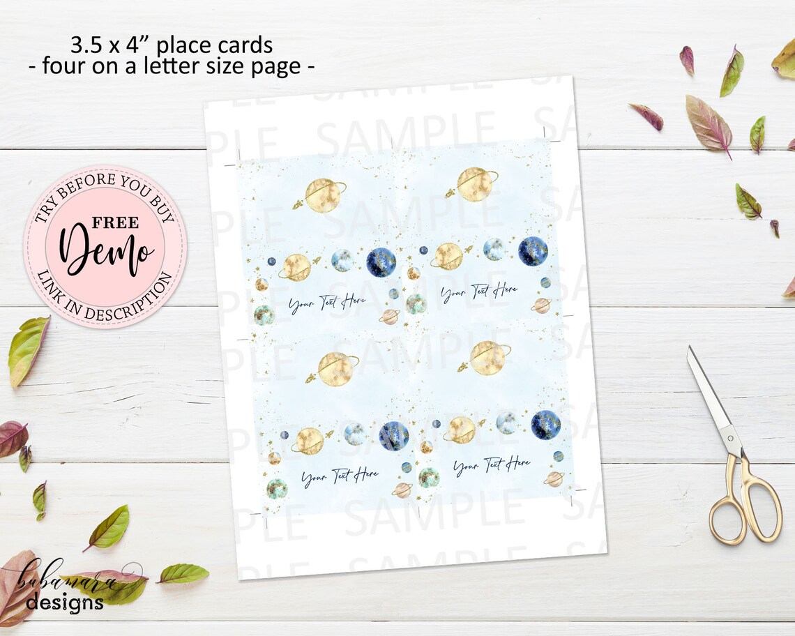 Editable Outer Space Place Cards Galaxy Planets Table Cards - Etsy