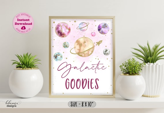 Outer Space Galactic Goodies Sign, Printable Dessert Food Table Sign ...