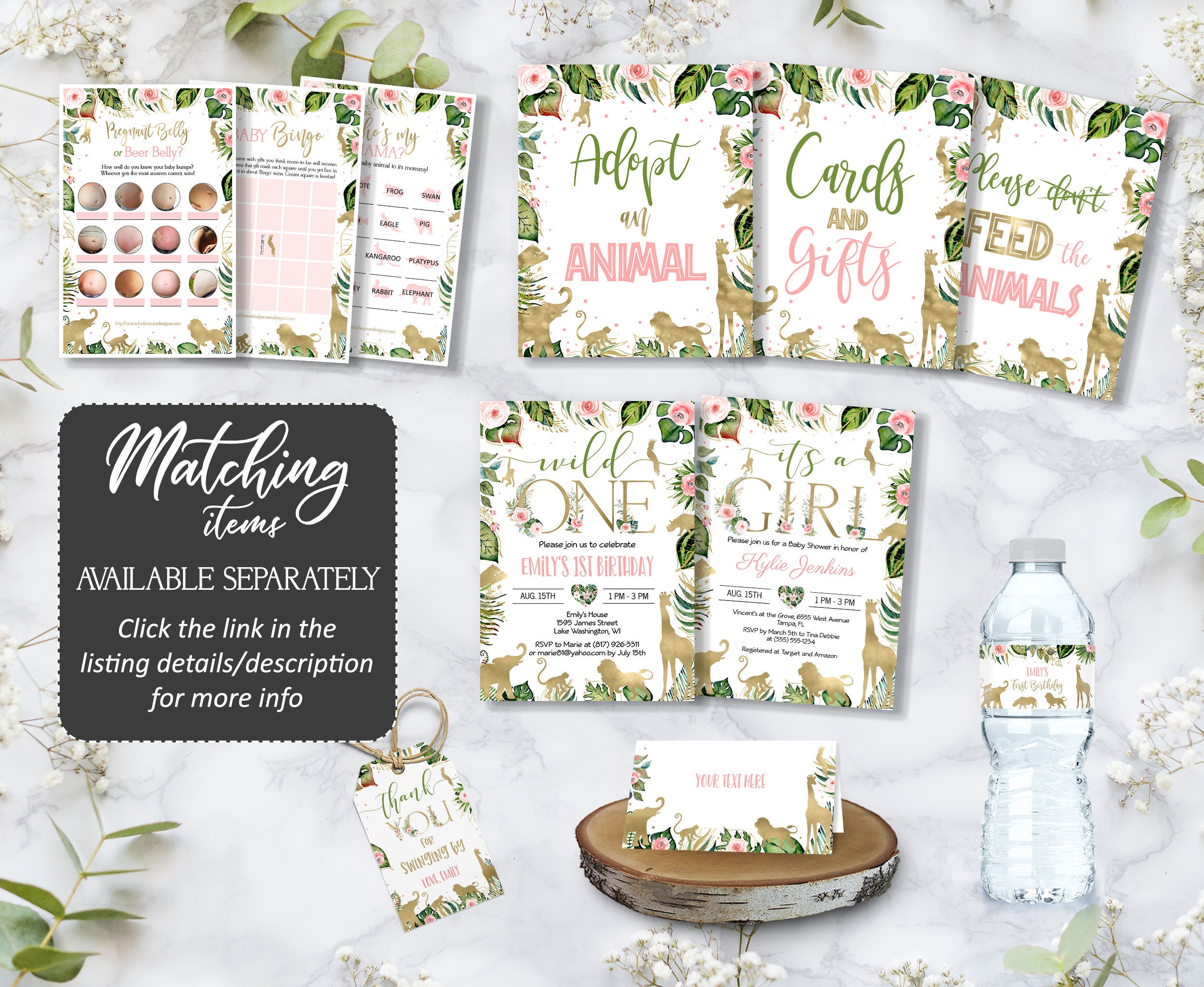 Adopt a Monkey Birthday Sign Girl Gold Jungle Animals Table | Etsy