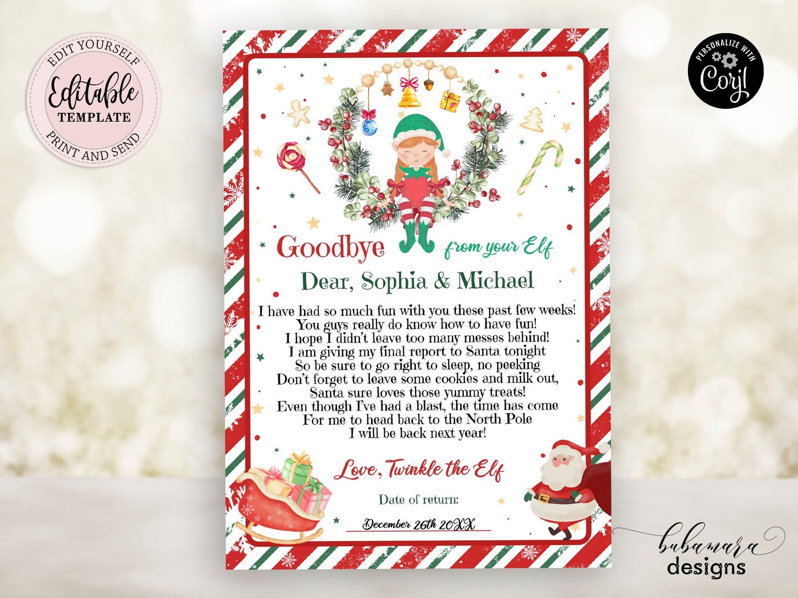 Elf Goodbye Letter Editable Elf Farewell Letter Girl Goodbye - Etsy