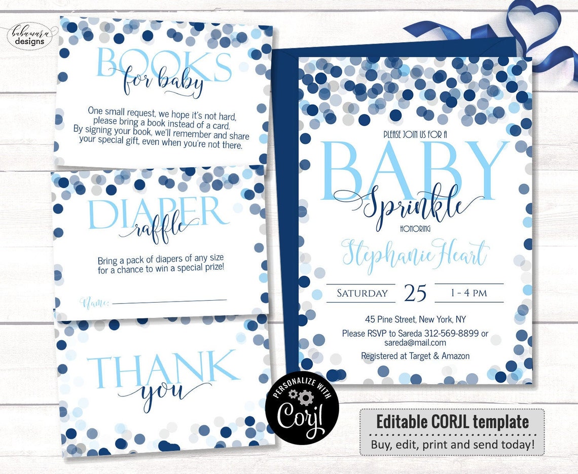 Boy Baby Sprinkle Invitation Set Baby Sprinkle Invite Bundle | Etsy