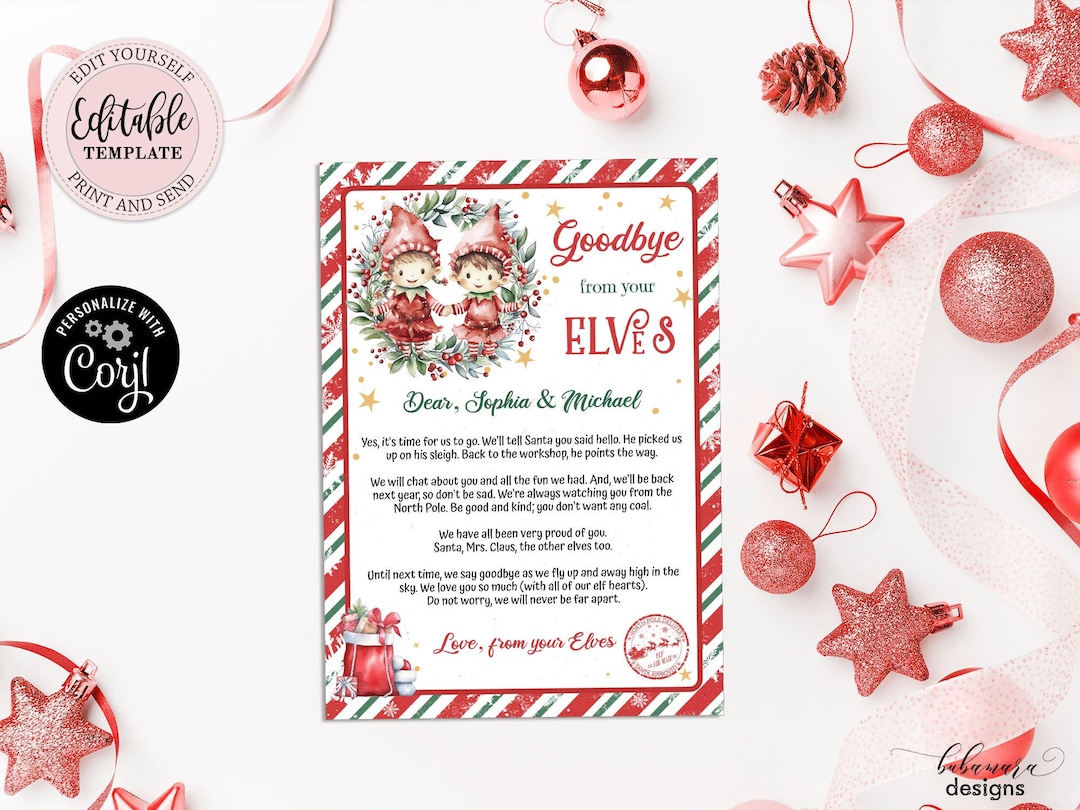 Editable Goodbye From Your Elves Letter, Elf Goodbye Letter, Boy Girl ...