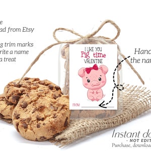 Printable Pig Valentine Cards, Hogs and Kisses Valentine Tags for Kids ...