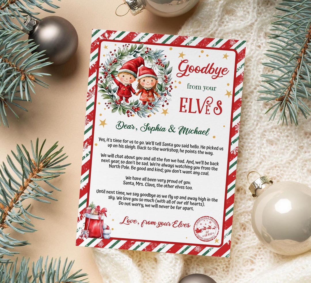 Editable Elf Goodbye Letter, Goodbye From Your Elves Letter, Boy Girl ...