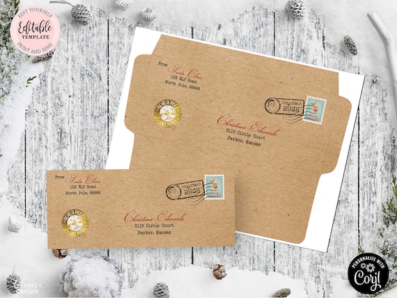 Editable Santa Envelope Template, Christmas North Pole Mail Envelope ...