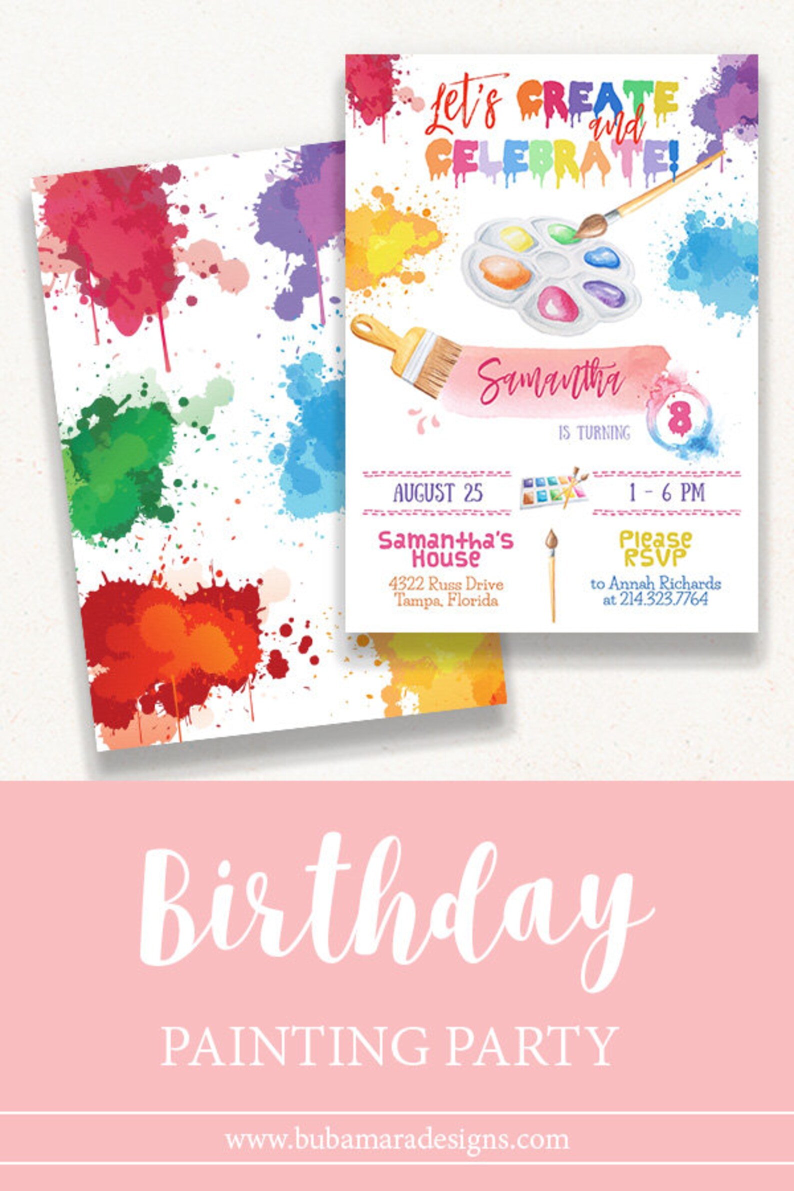 Art Birthday Party Invitation Paint Party Invitation - Etsy