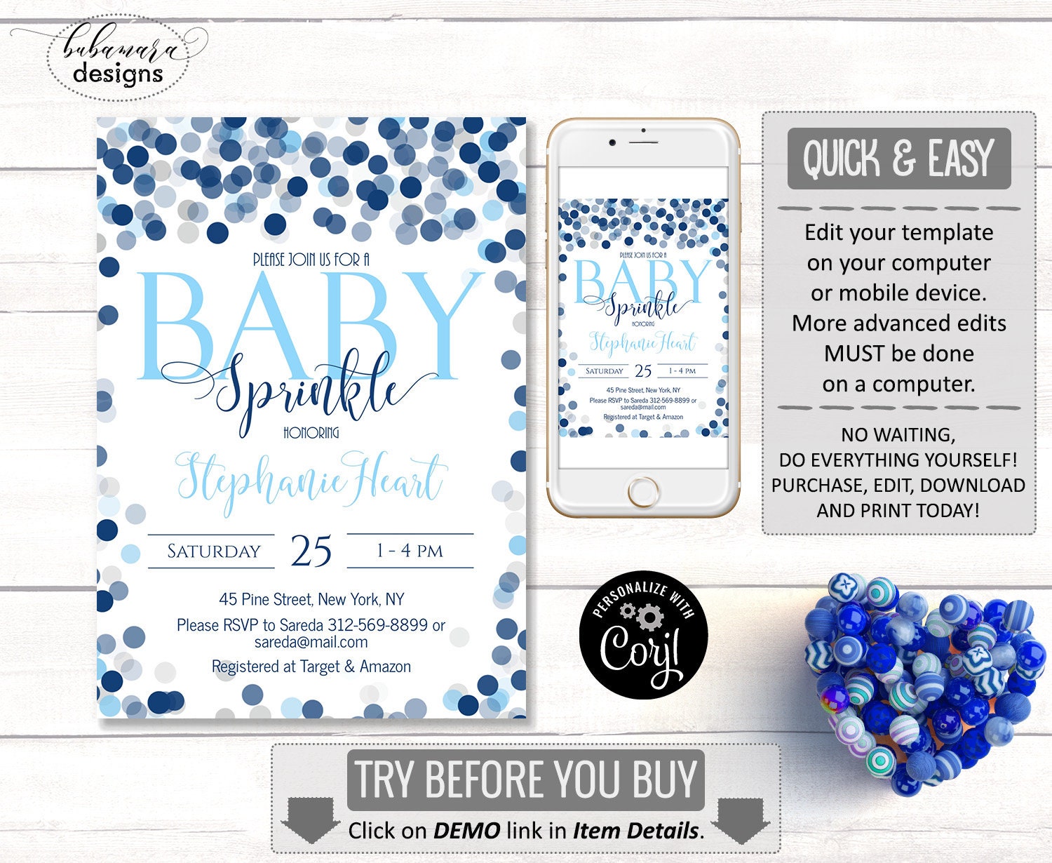 Boy Baby Sprinkle Invitation Set Baby Sprinkle Invite Bundle - Etsy