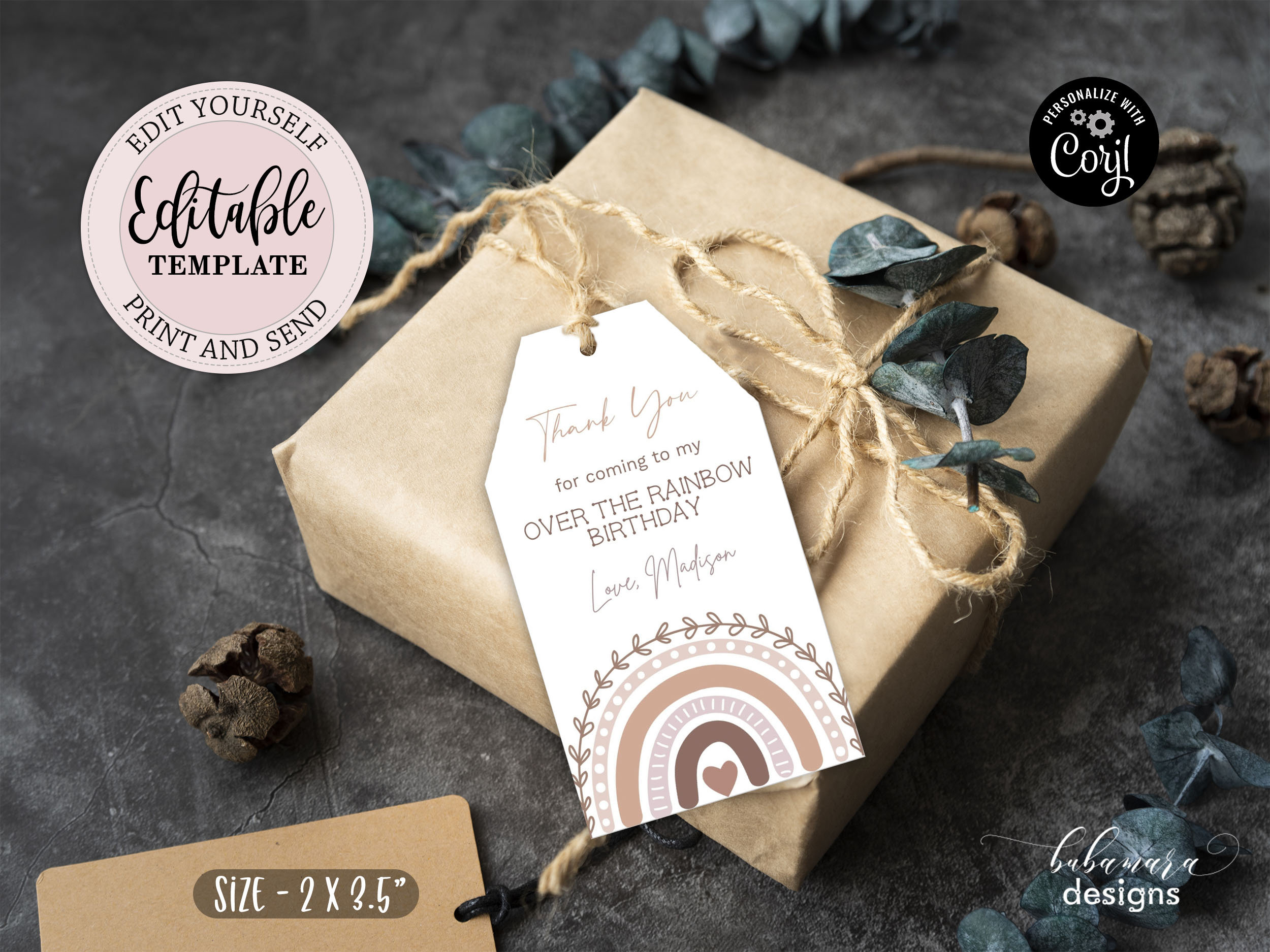 Editable Boho Rainbow Gift Tag Template Muted Rainbow - Etsy