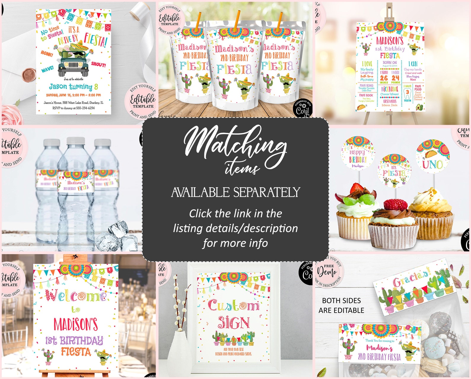 Editable Fiesta Gift Tag Cactus Guest Tag Muchas Gracias | Etsy