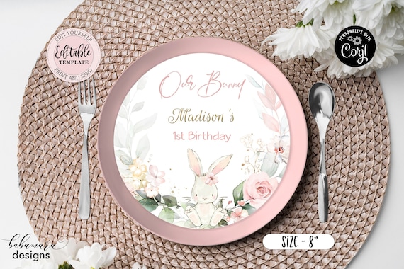 Editable Bunny Charger Plate Insert, Some Bunny 1st Birthday Charger ...