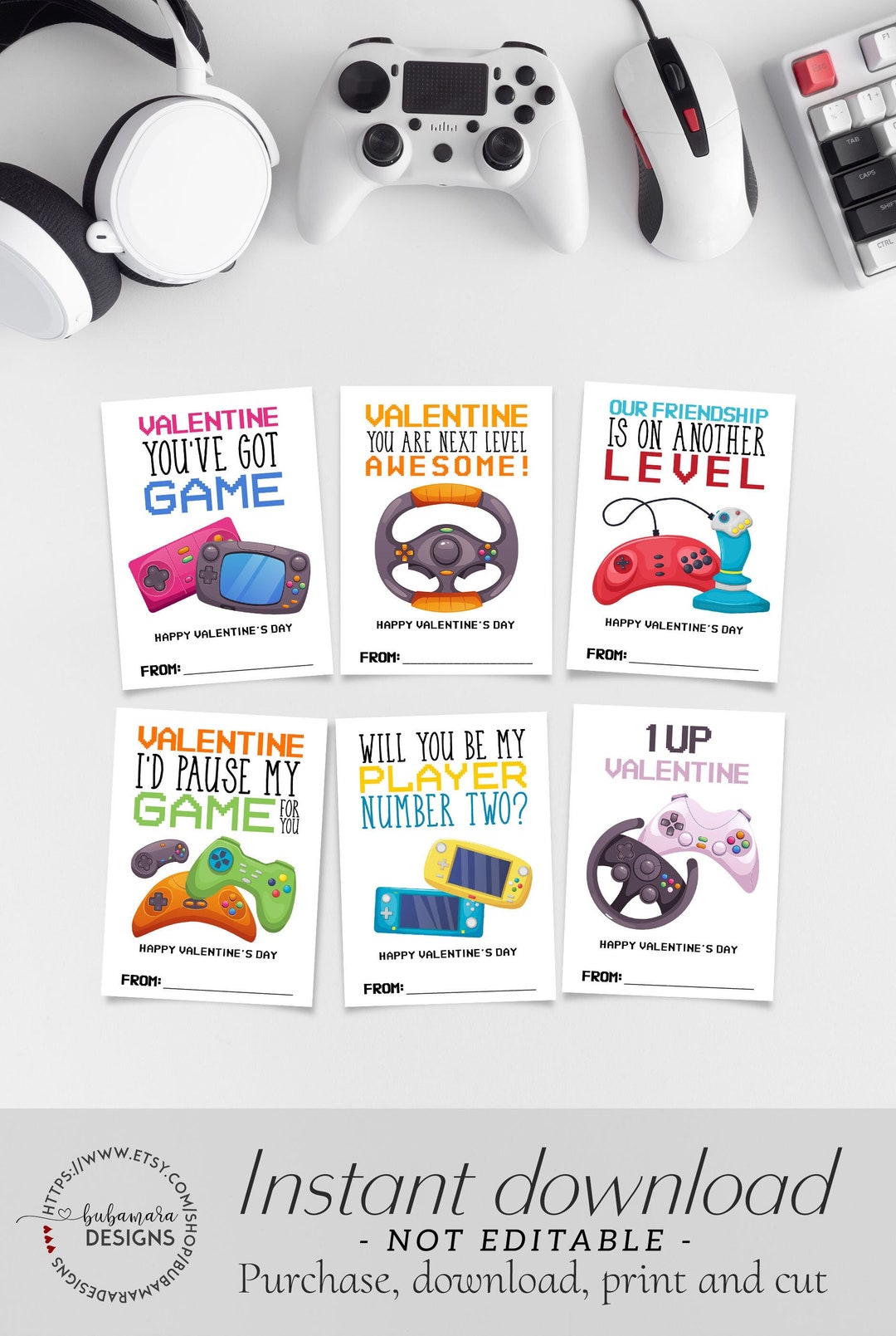 Printable Gamer Valentine Cards, Gamer Valentine Tags for Kids ...