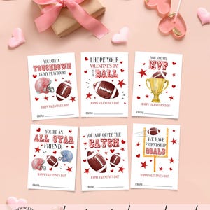Printable Football Valentine Cards, Classroom Gift Tags for Kids ...