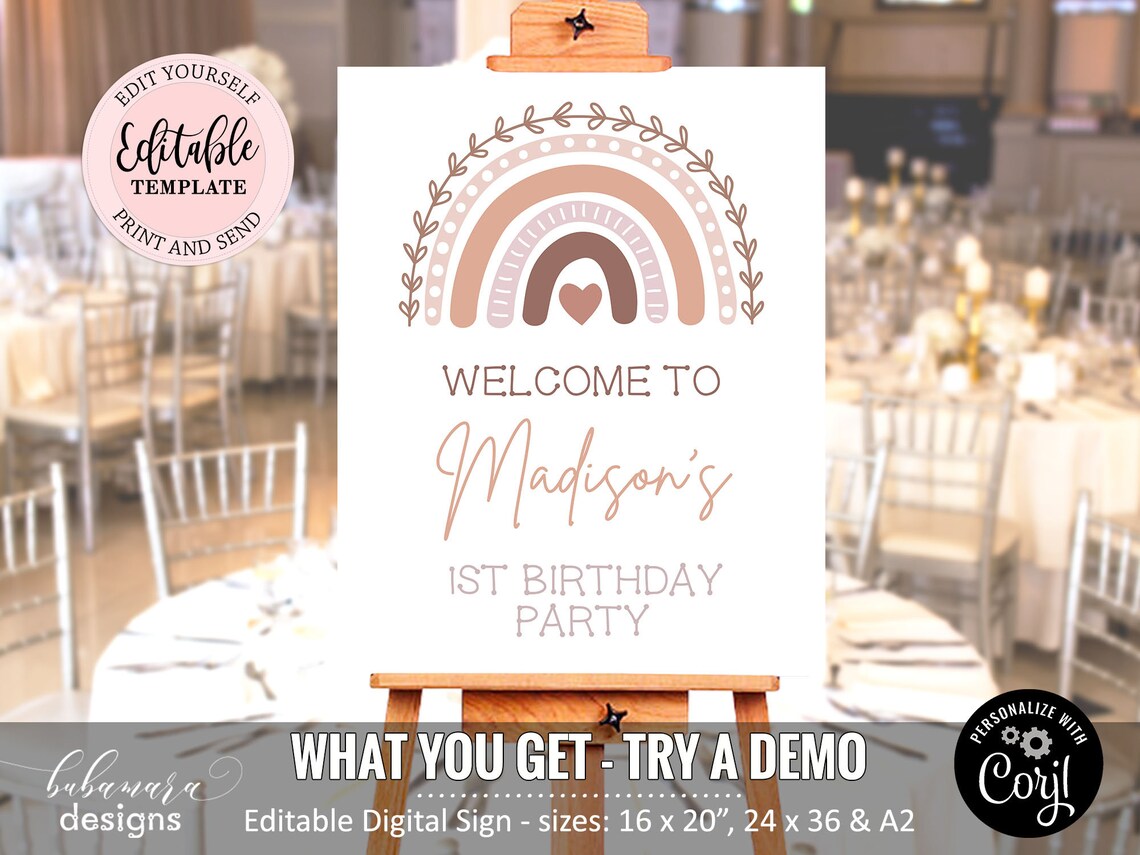 Boho Rainbow Welcome Sign Muted Rainbow Birthday Welcome - Etsy