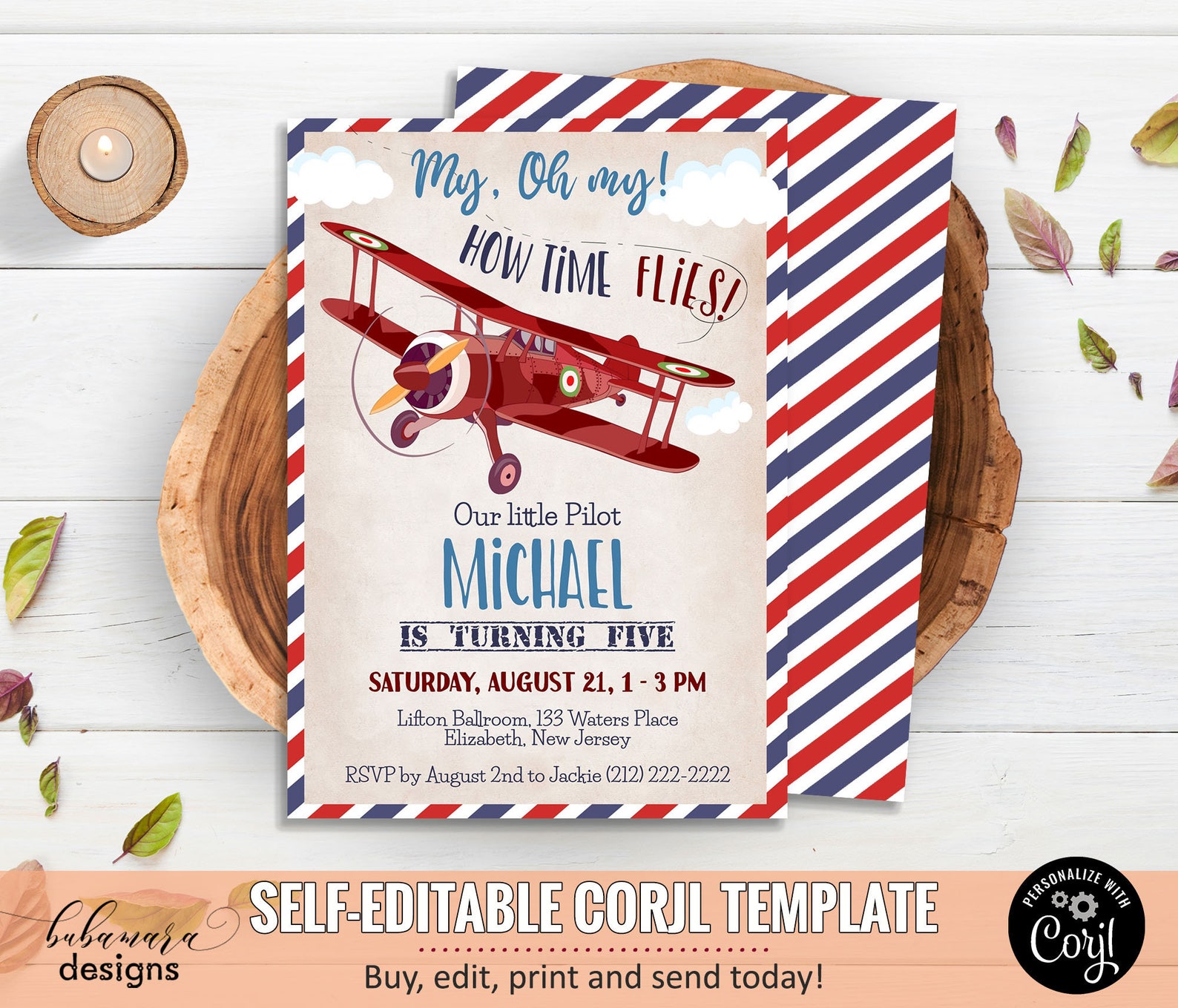 Airplane Birthday Invitation Boy Pilot Boy Birthday Invite | Etsy