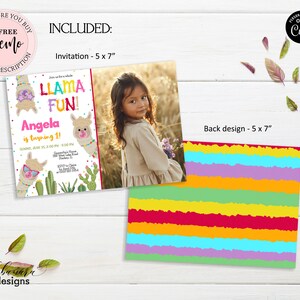 Editable Whole Llama Fun Birthday Invite Photo Llama Girl | Etsy
