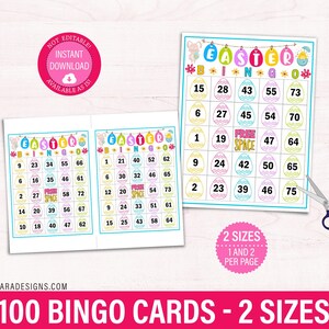 100 Easter Bingo Cards, Bingo Board Activity, Kids Classroom Activity ...