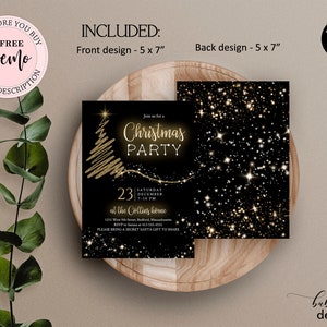 Editable Gold Christmas Party Invitation Template Christmas - Etsy