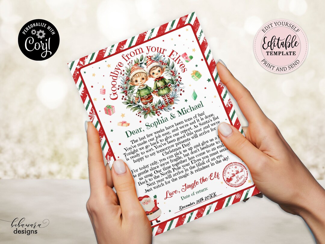 Editable Goodbye From Elves Letter, Two Elves Farewell Letter, Two Boy ...