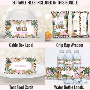 Editable Wild One Leopard Print Birthday Bundle, Jungle Birthday Party ...