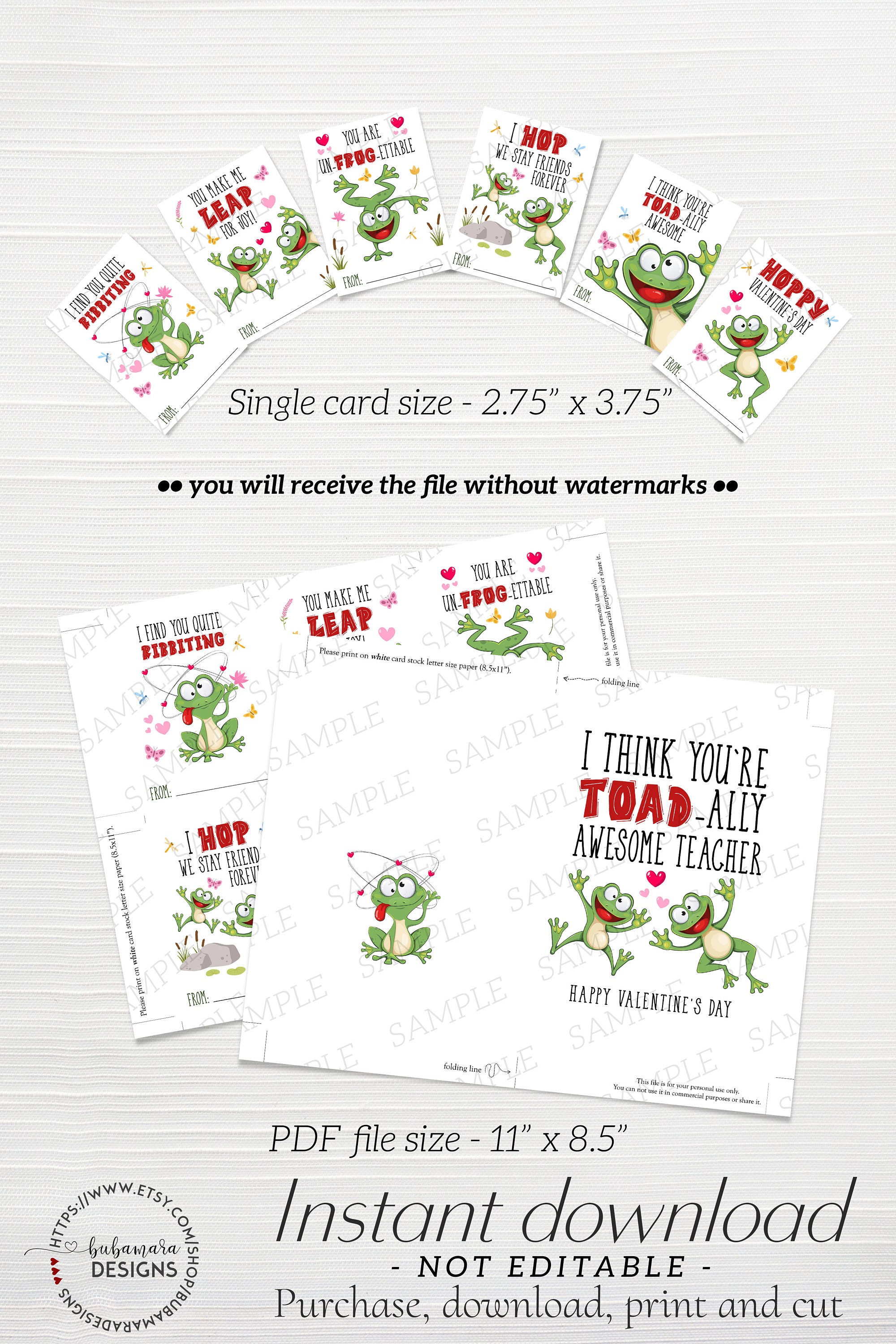 Printable Frog Valentine Cards, Hoppy Valentine Tags for Kids ...