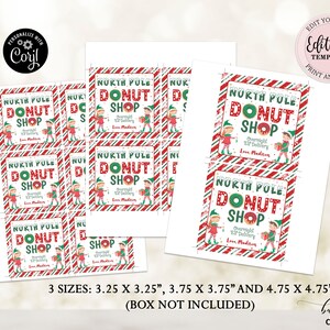 North Pole Donut Shop Mini Pizza Box Label, Overnight Elf Delivery ...