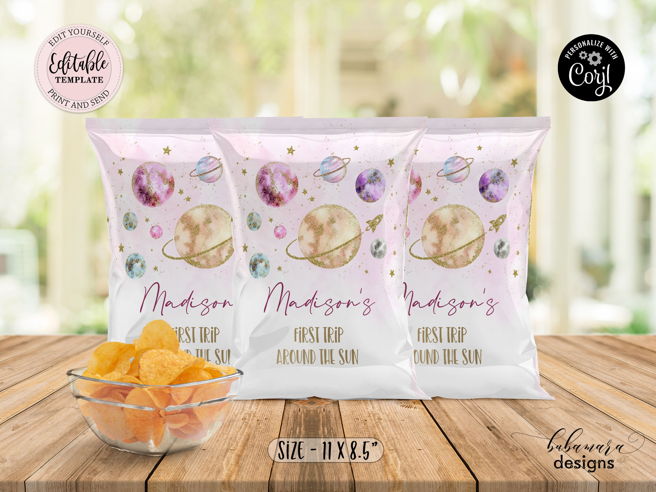 Editable Space Chip Bag Galaxy Birthday Chip Bag Girl Outer - Etsy