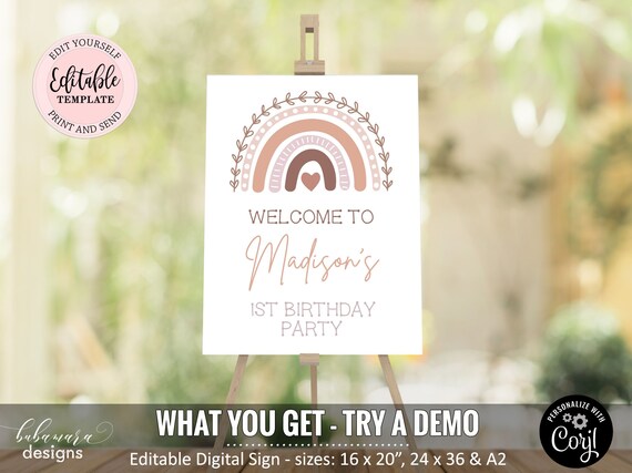 Boho Rainbow Welcome Sign, Muted Rainbow Birthday Welcome Sign, Earthy ...