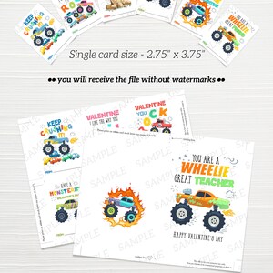 Printable Monster Truck Valentine Cards, Truck Valentine Tags for Kids ...