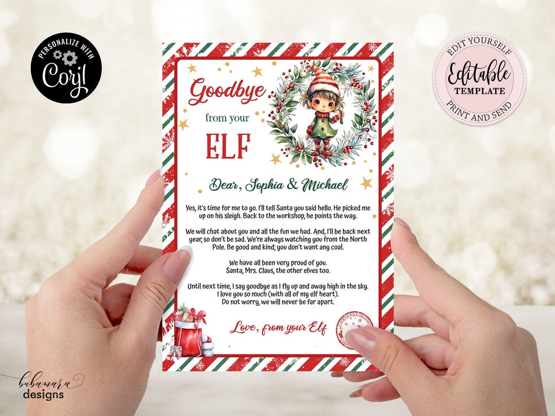 Editable Goodbye Letter From Your Elf Girl Elf Goodbye - Etsy