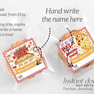 Printable Pizza Valentines Cards, Pizza Cookie Valentines for Kids ...