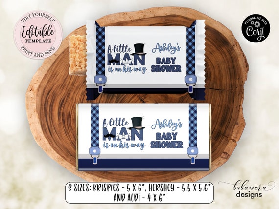 Editable Little Man Chocolate Bar Wrapper, Baby Gentlemen Candy Bar ...