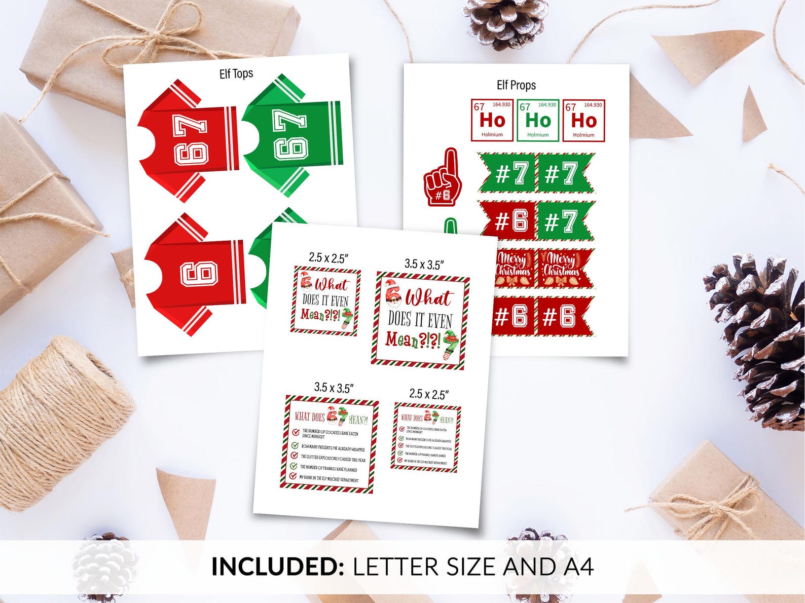 Elf 6 7 Props Scene - Six Seven Meme Elf Signs, Toothpick Flags, Foam ...