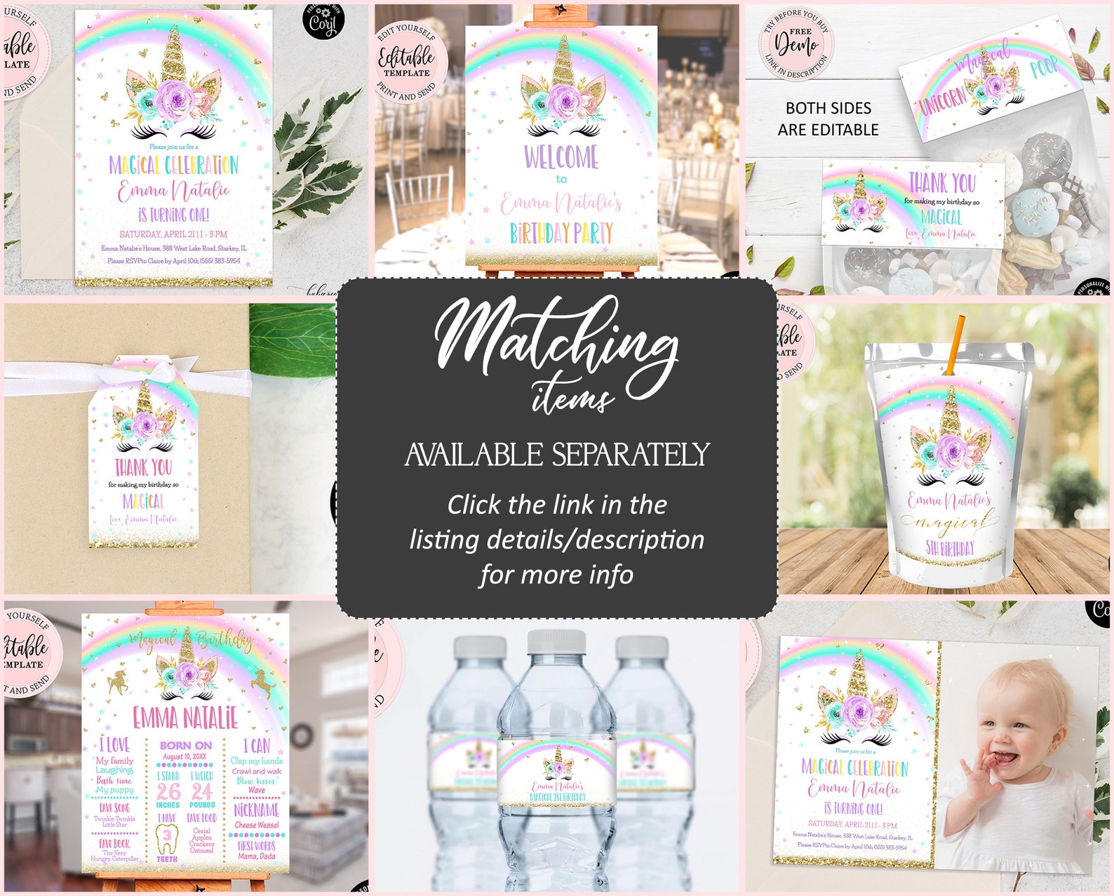 Editable Unicorn Juice Box Label Girls Unicorn Birthday Party | Etsy