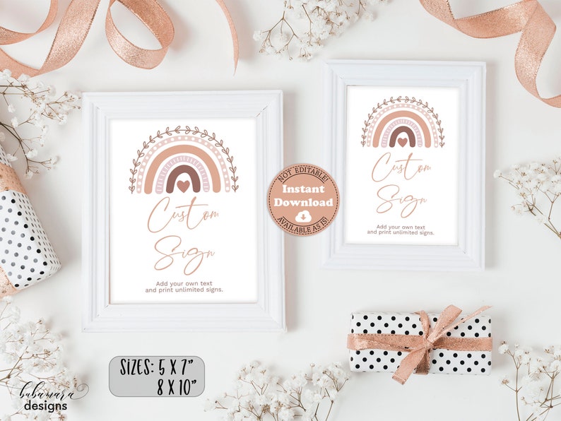 Editable Boho Rainbow Custom Sign Muted Rainbow Custom Table - Etsy