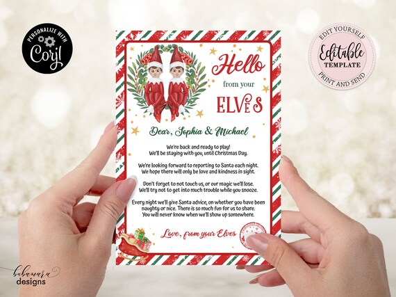 Editable Elf Arrival Letter, Hello from Your Elf Return Letter, We're ...