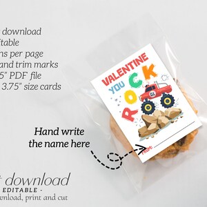 Printable Monster Truck Valentine Cards, Truck Valentine Tags for Kids ...
