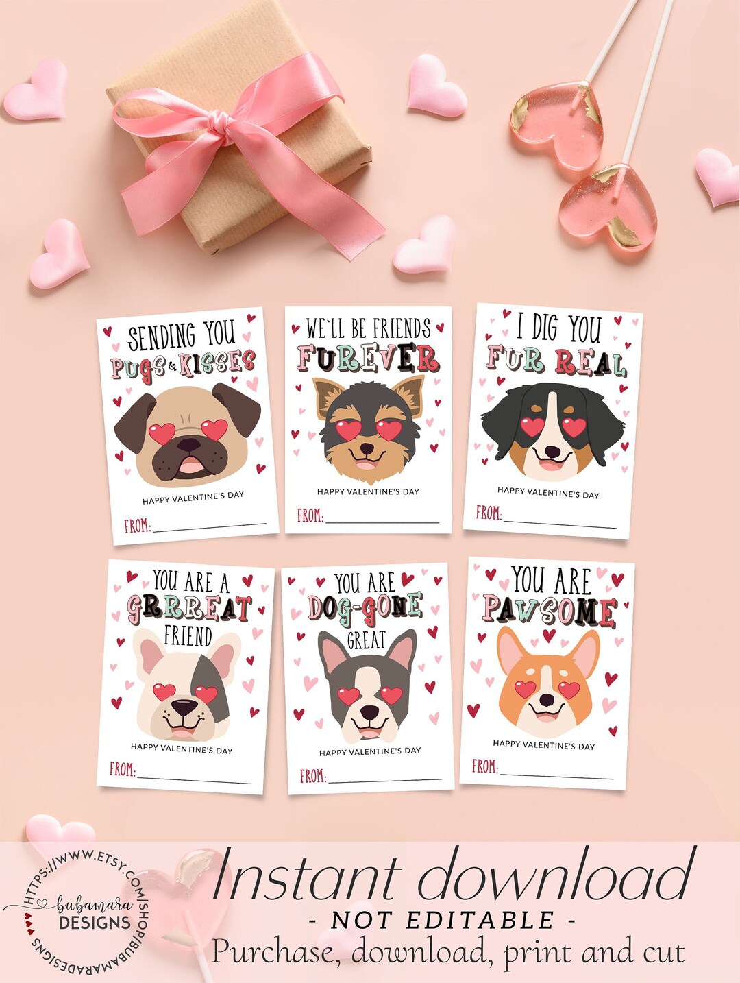 Printable Dog Valentine's Day Cards, Valentine's Day Cards for Kids ...