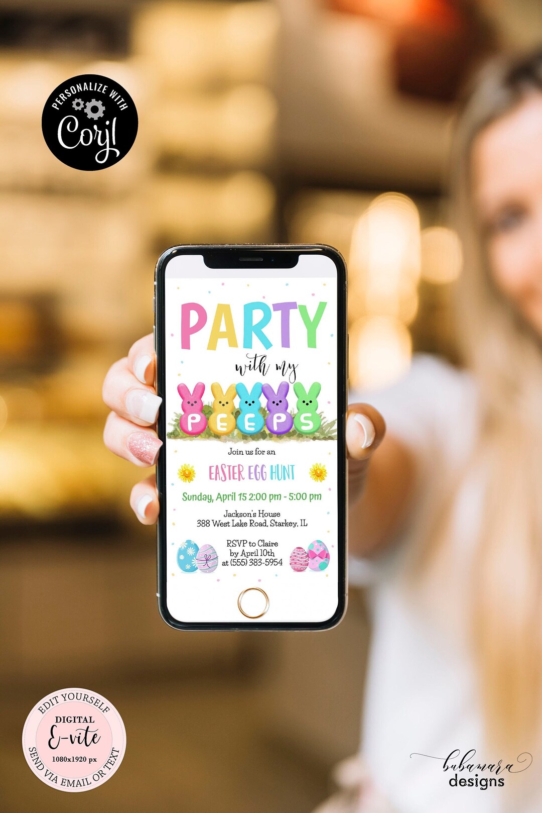 Editable Easter Egg Hunt Evite Easter Peeps Electronic - Etsy