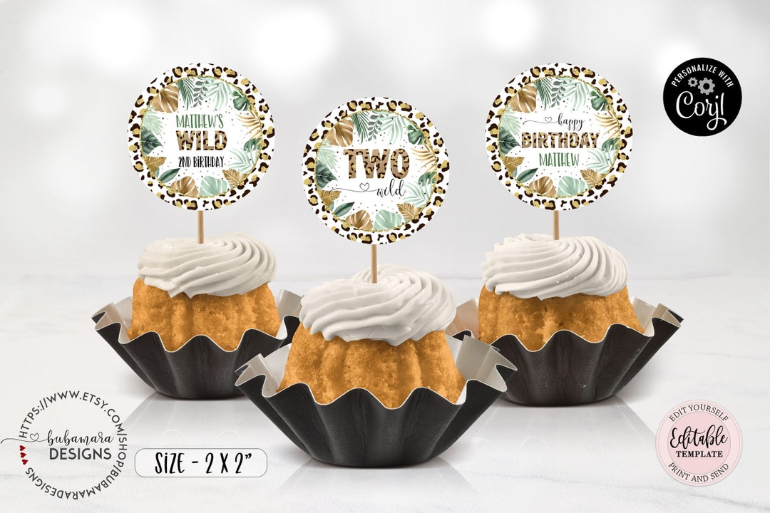 Editable Leopard Print Cupcake Toppers Jungle 2 Inch Round - Etsy