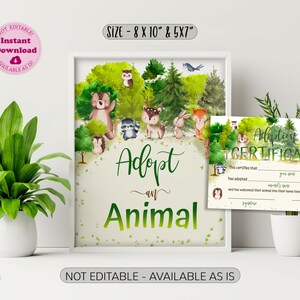 Adopt an Animal Birthday Sign Greenery Woodland Animals Table - Etsy