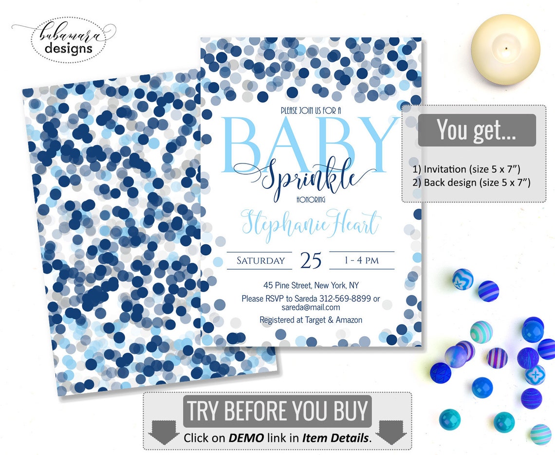 Boy Baby Sprinkle Invitation Set Baby Sprinkle Invite Bundle - Etsy