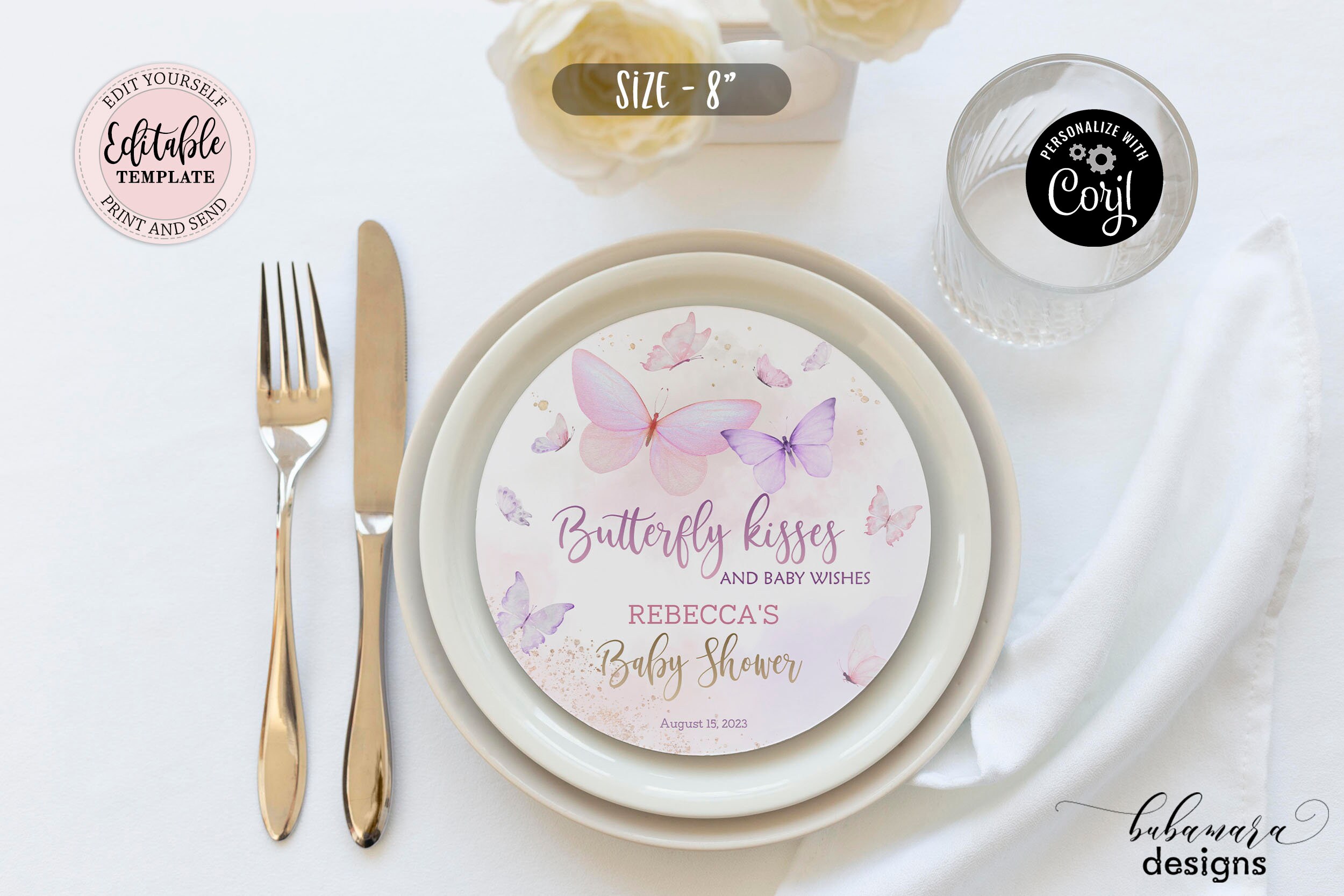 Editable Butterfly Charger Plate Insert Pink Purple Butterfly - Etsy Canada