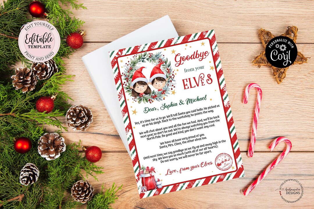 Editable Goodbye From Your Elves Letter, Elf Goodbye Letter, Boy Girl ...